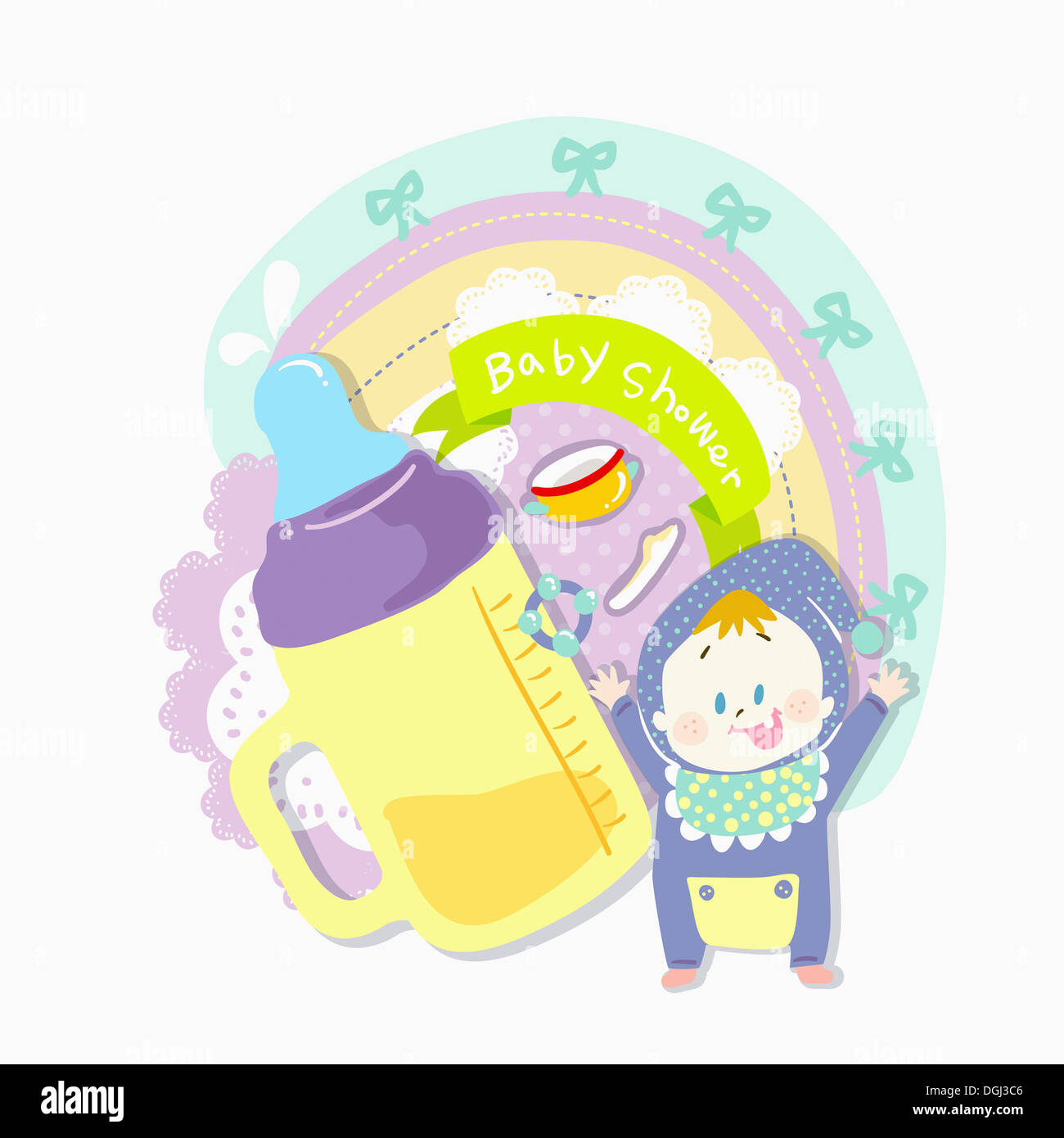 an illustration of a baby and toys Stock Photo - Alamy
