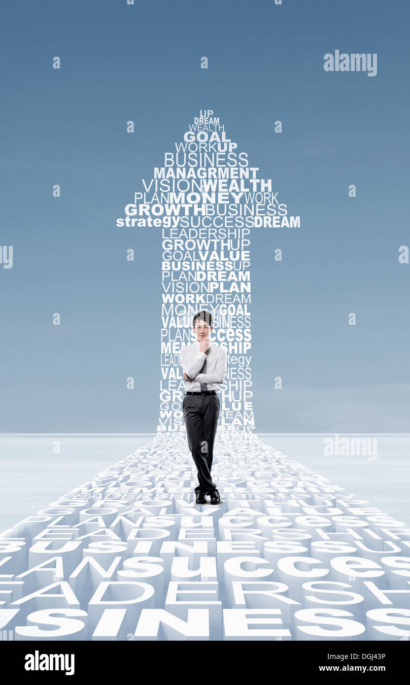 a business man standing on a line Stock Photo - Alamy