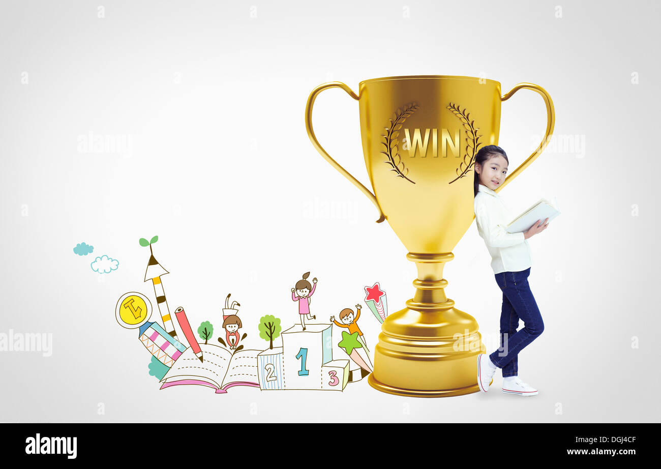 Girl winning trophy hi-res stock photography and images - Alamy