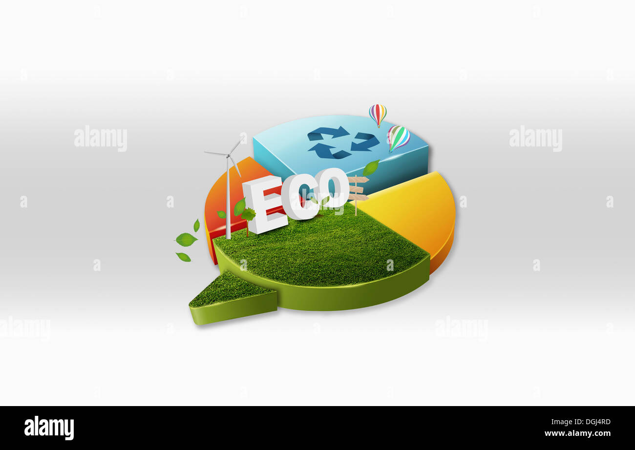 a pie chart with the word eco Stock Photo - Alamy