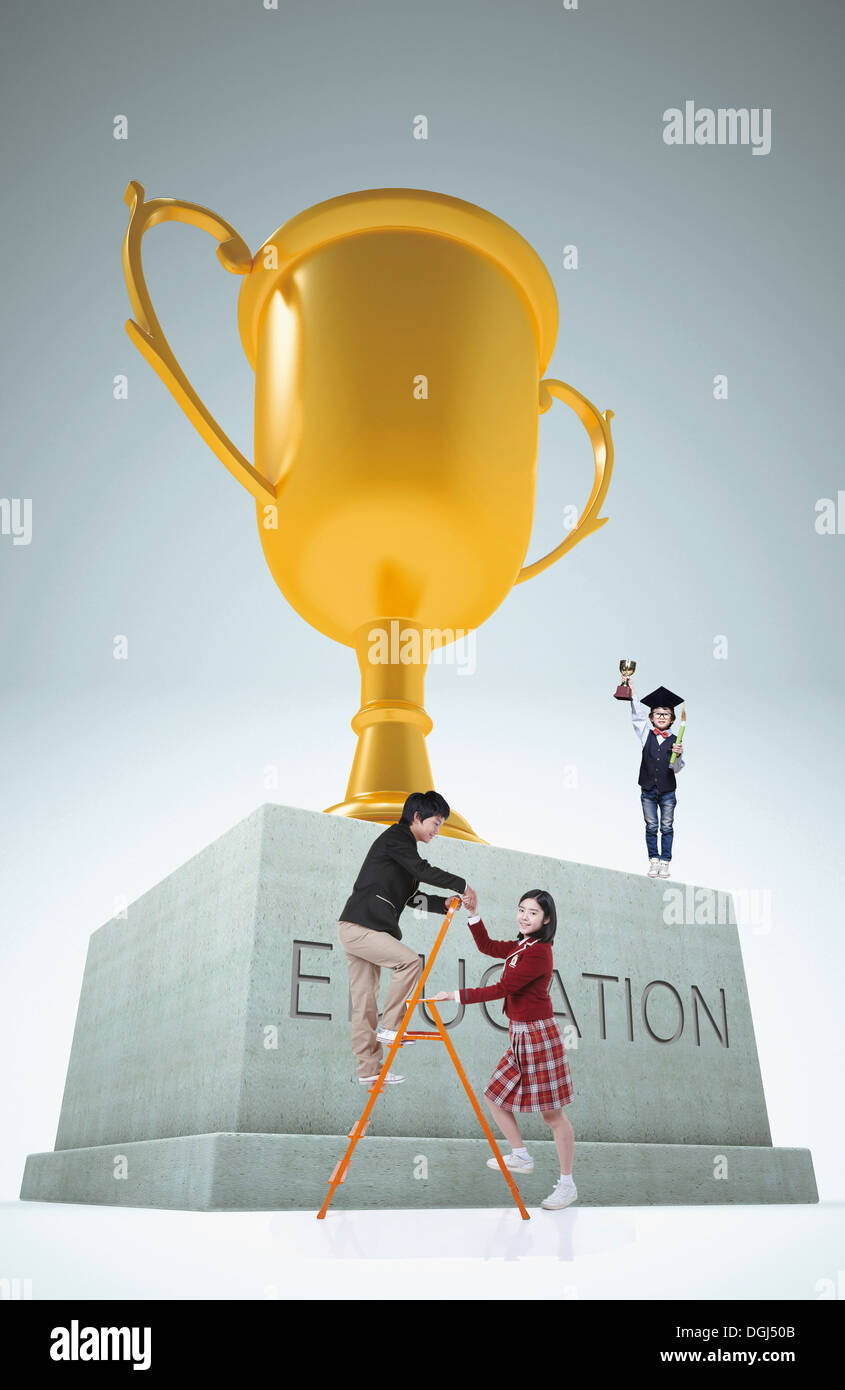 Student climbing ladder hi-res stock photography and images - Alamy