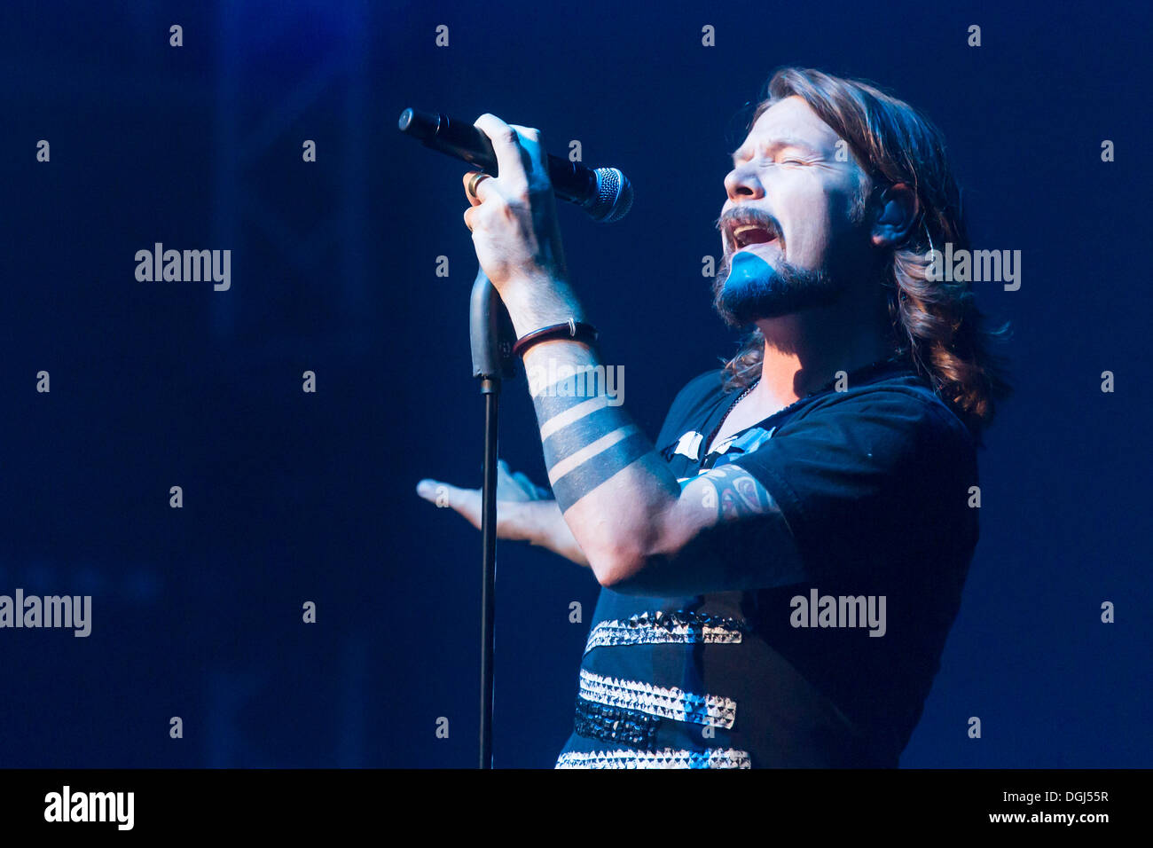 The Irish-German singer Rea Garvey singing live at the concert hall of ...