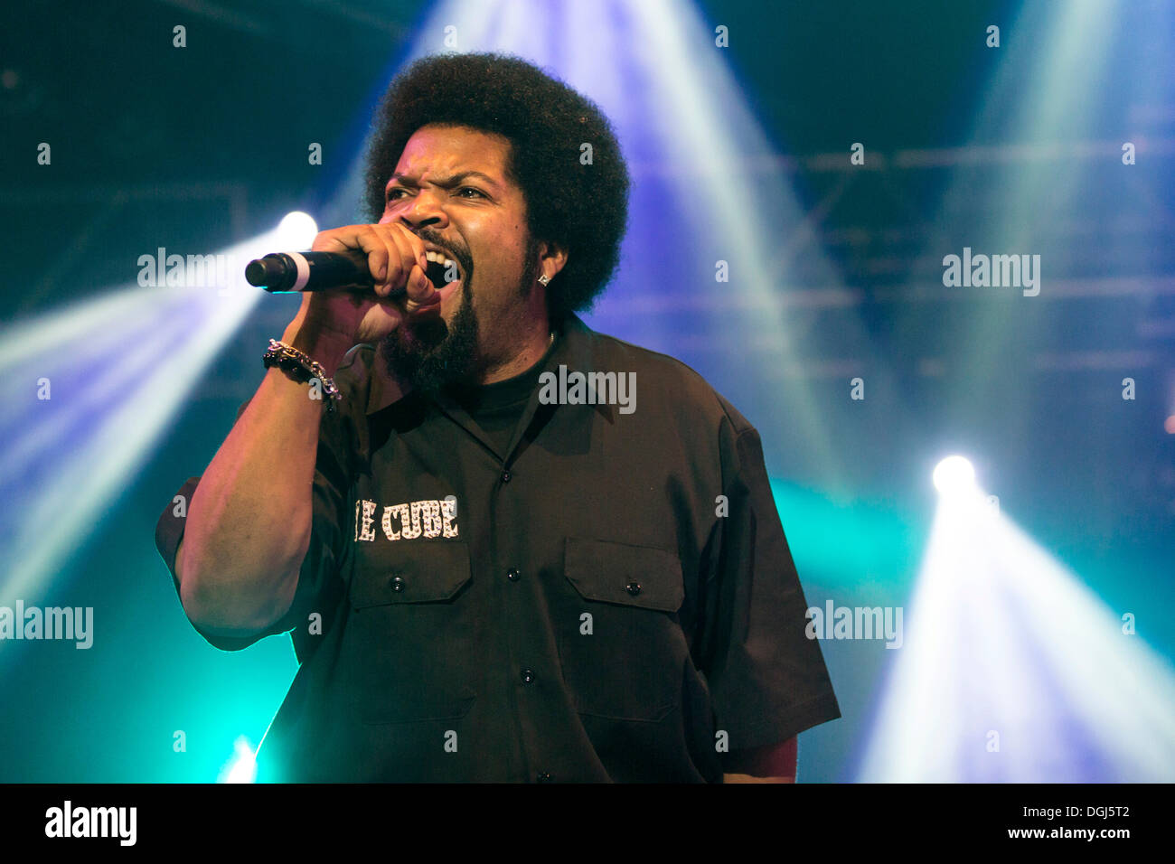 African-American rap musician Ice Cube performing live at Heitere Open ...