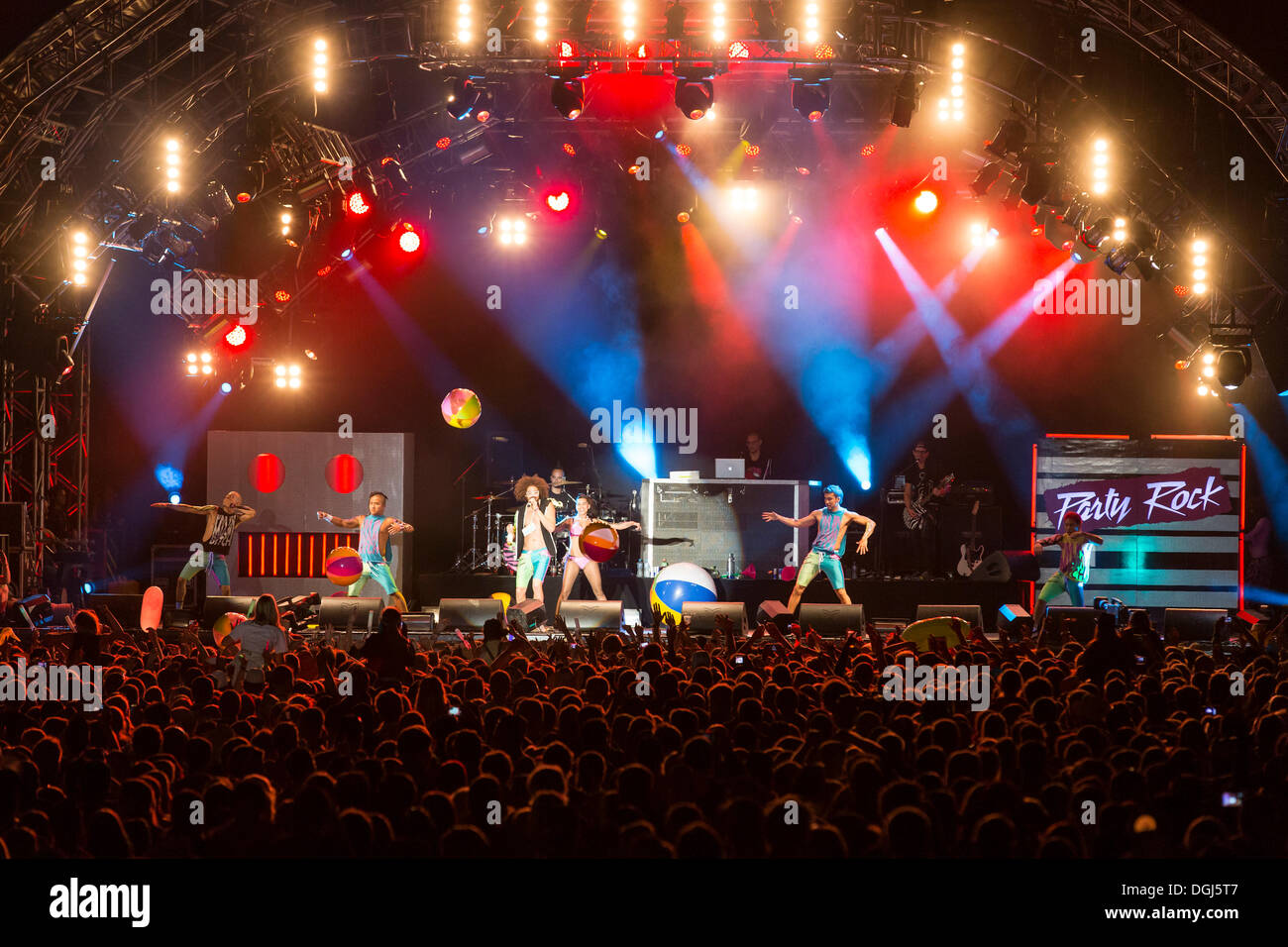 American electro-hop band LMFAO performing live at Heitere Open Air in ...
