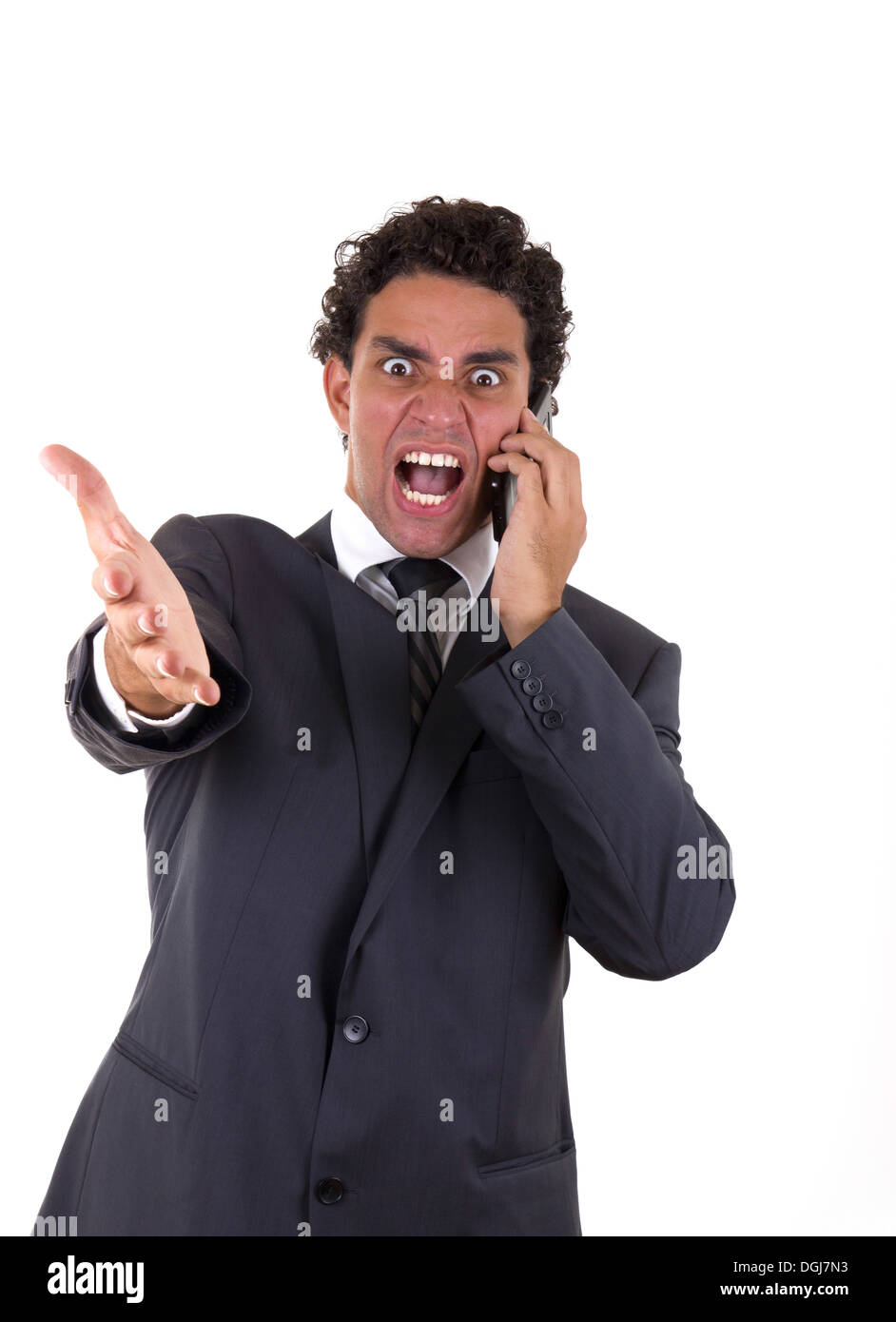 crazy businessman while he talking on mobile Stock Photo - Alamy