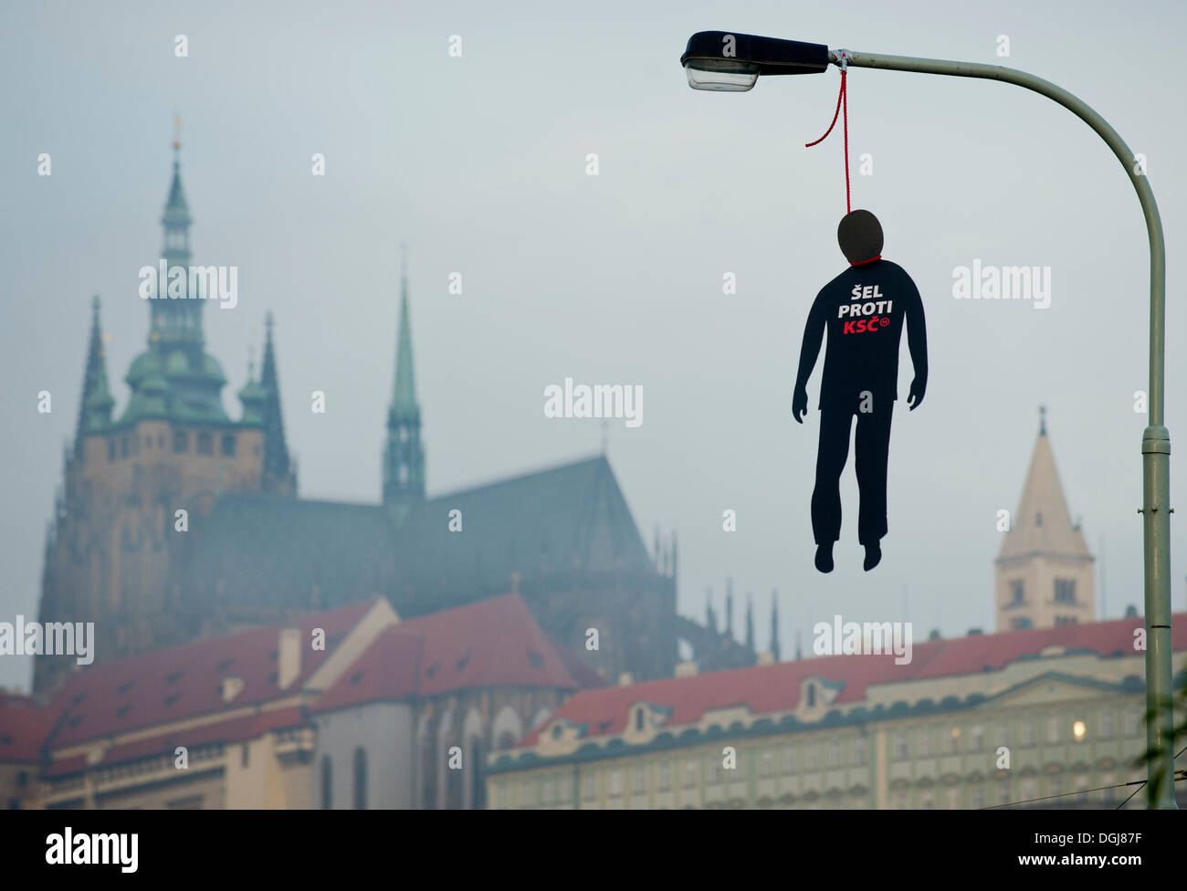 Prague, Czech Republic. 22nd Oct, 2013. Dummy of the hanged man with ...