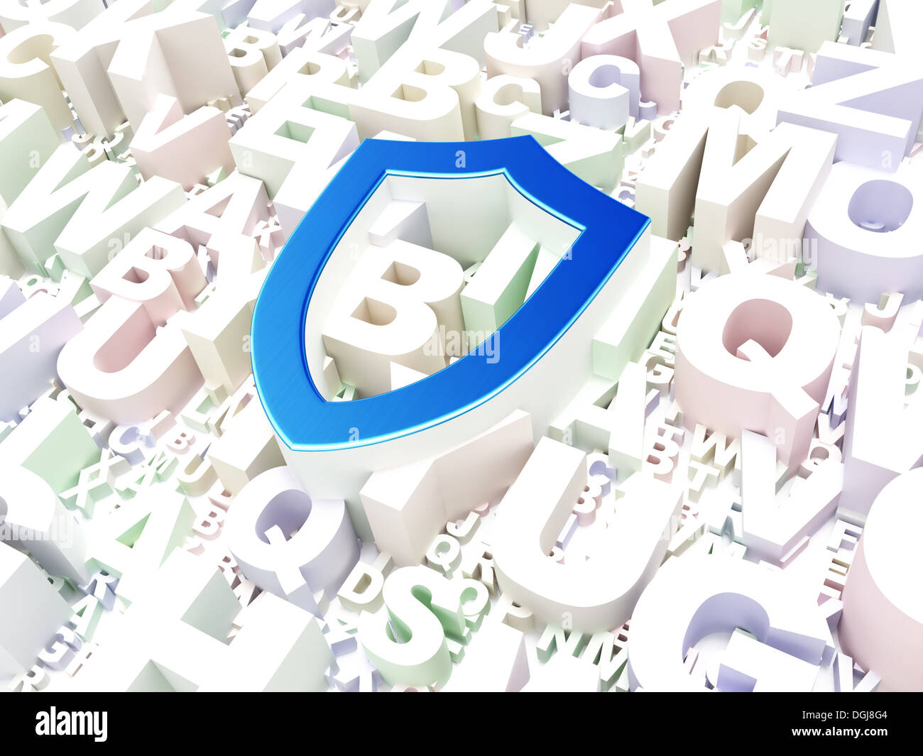 Protection concept: Contoured Shield on alphabet Stock Photo - Alamy