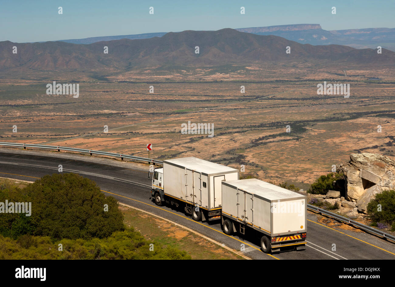 Heavy truck on the R27 road to the Vanrhyns Pass between Vanrhynsdorp ...