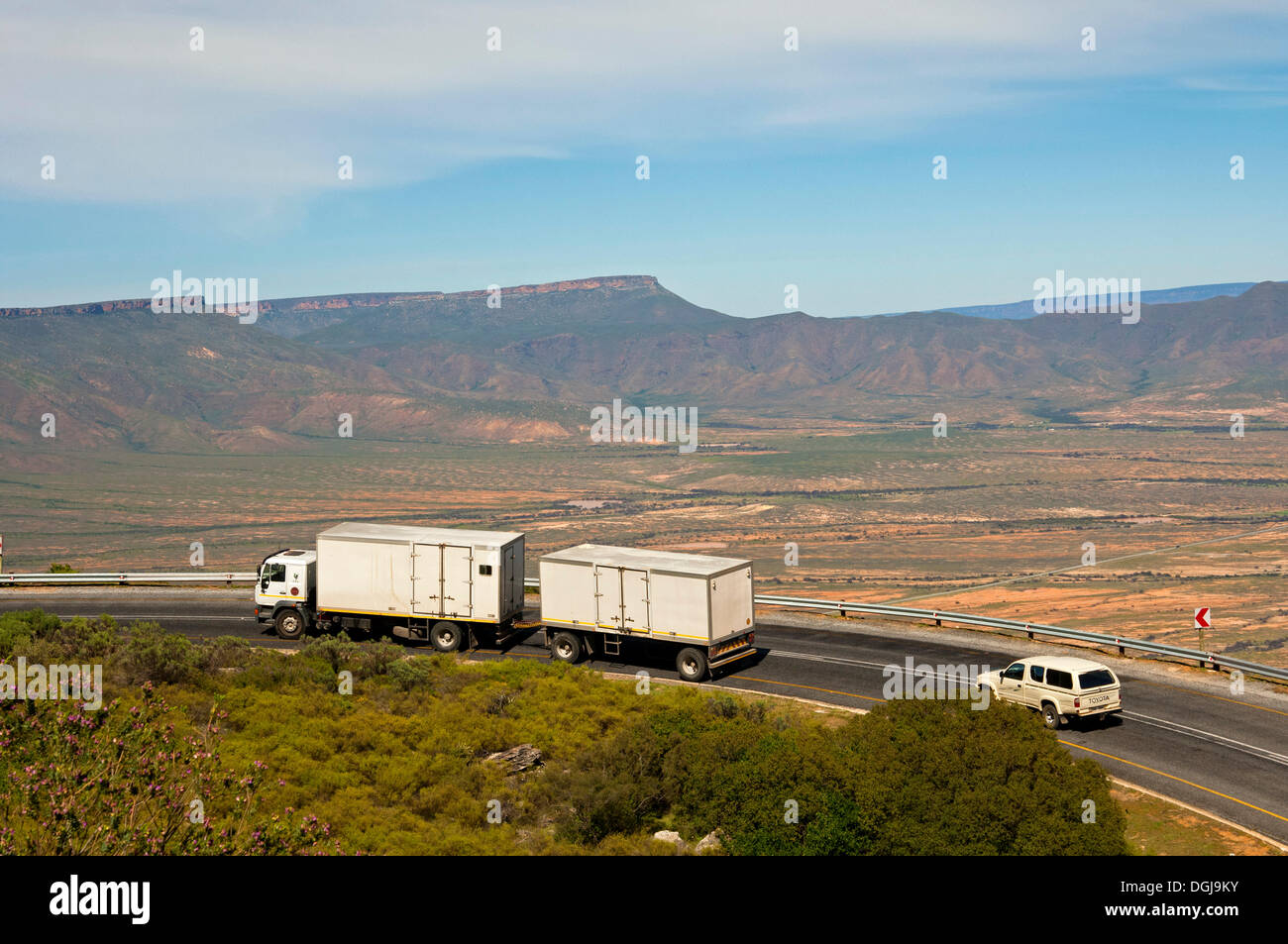 Heavy truck on the R27 road to the Vanrhyns Pass between Vanrhynsdorp ...