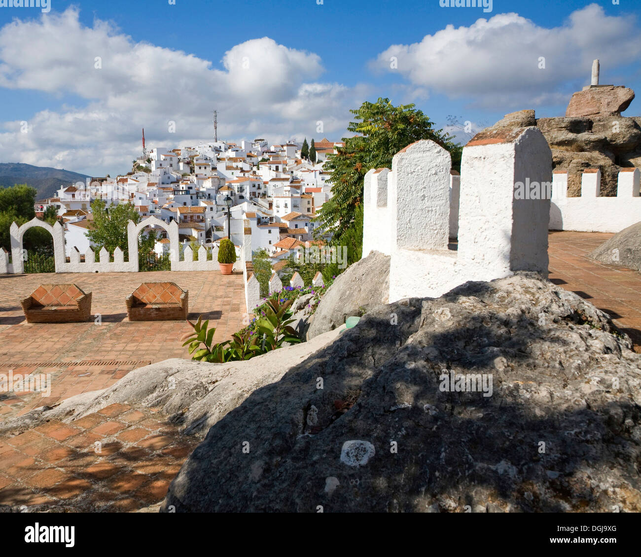 Historic Moorish mountain village Comares, Malaga province, Andalusia ...