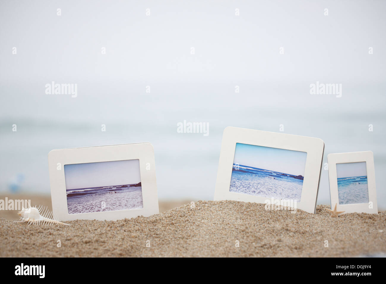 three frames on the beach Stock Photo - Alamy