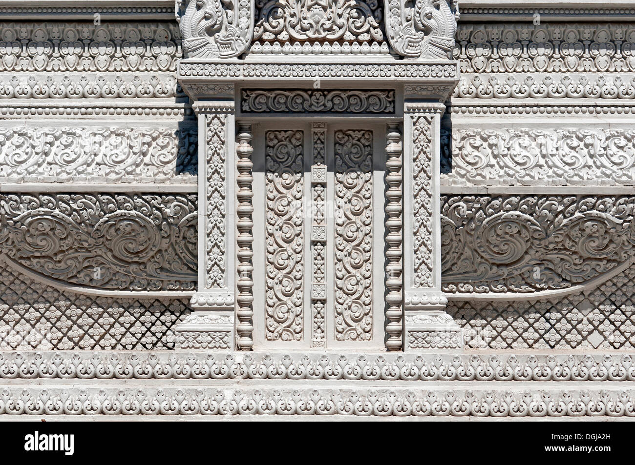 Detailed view of a stupa, decorated with elaborate stone carvings, by ...