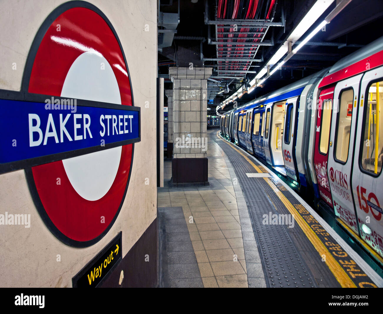 Interior of Baker Street Station showing Metropolitan Line train ...