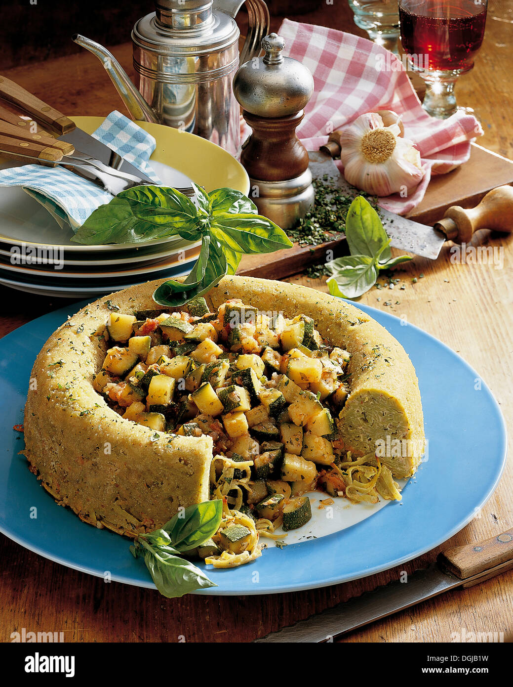Ring of pasta with vegetables, Italy Stock Photo - Alamy