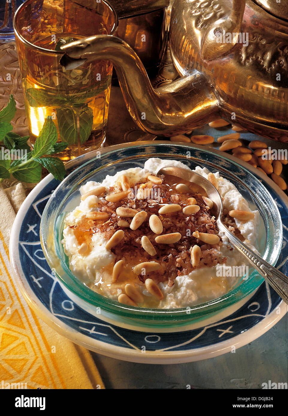 Almond yoghurt, Lebanon Stock Photo - Alamy