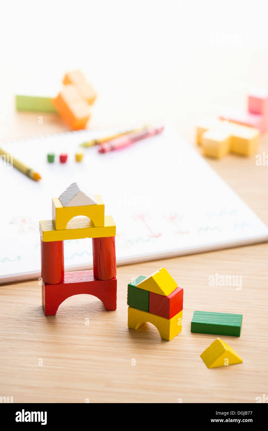 a set of brick toys on the table Stock Photo - Alamy
