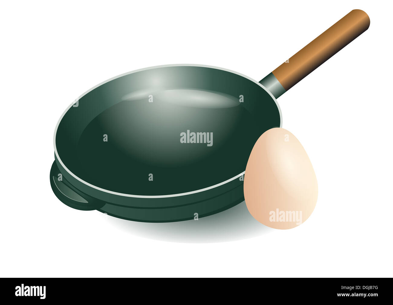 frying pan and egg isolated on white Stock Photo - Alamy