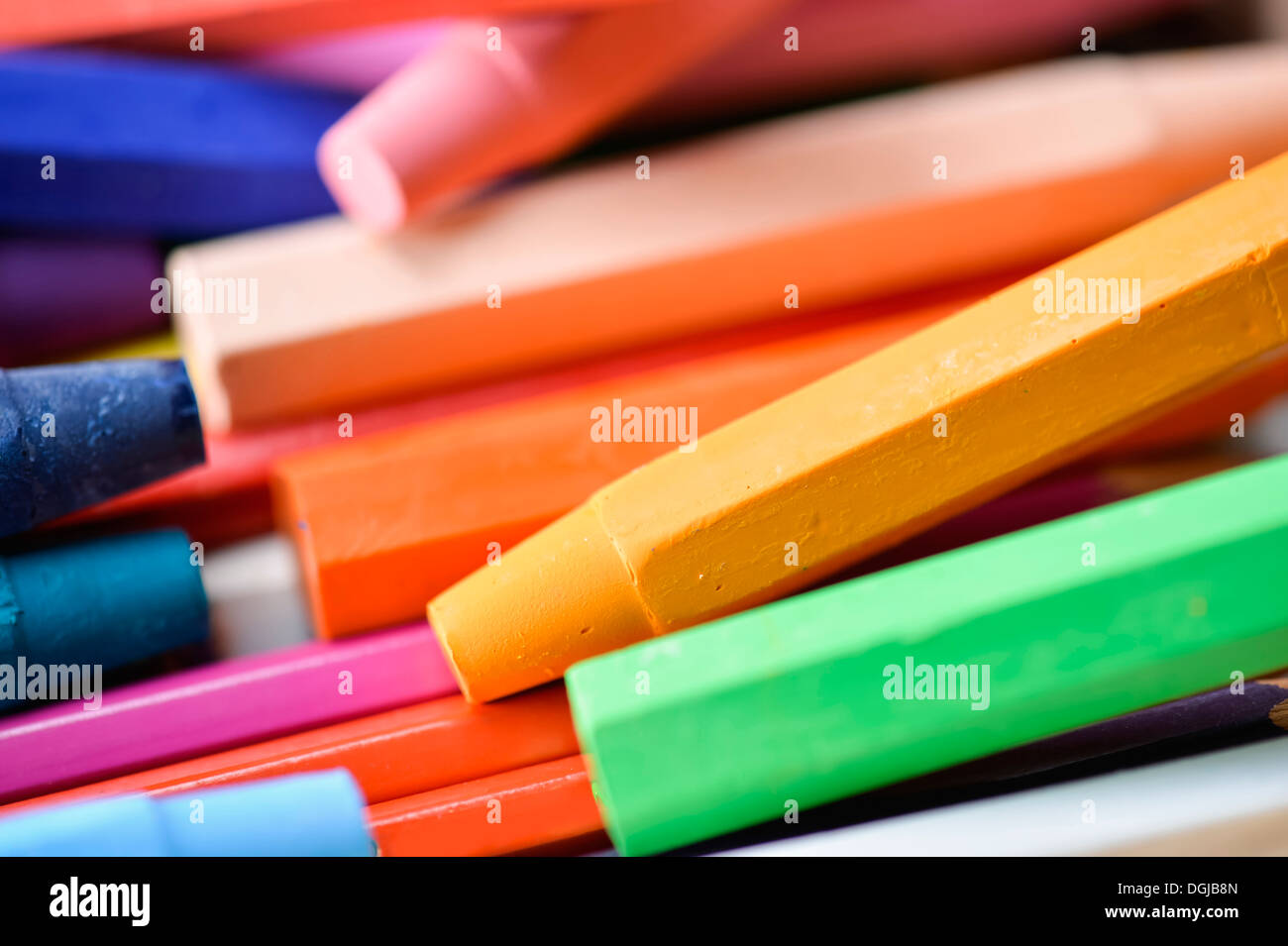 a set of crayons in a box Stock Photo - Alamy