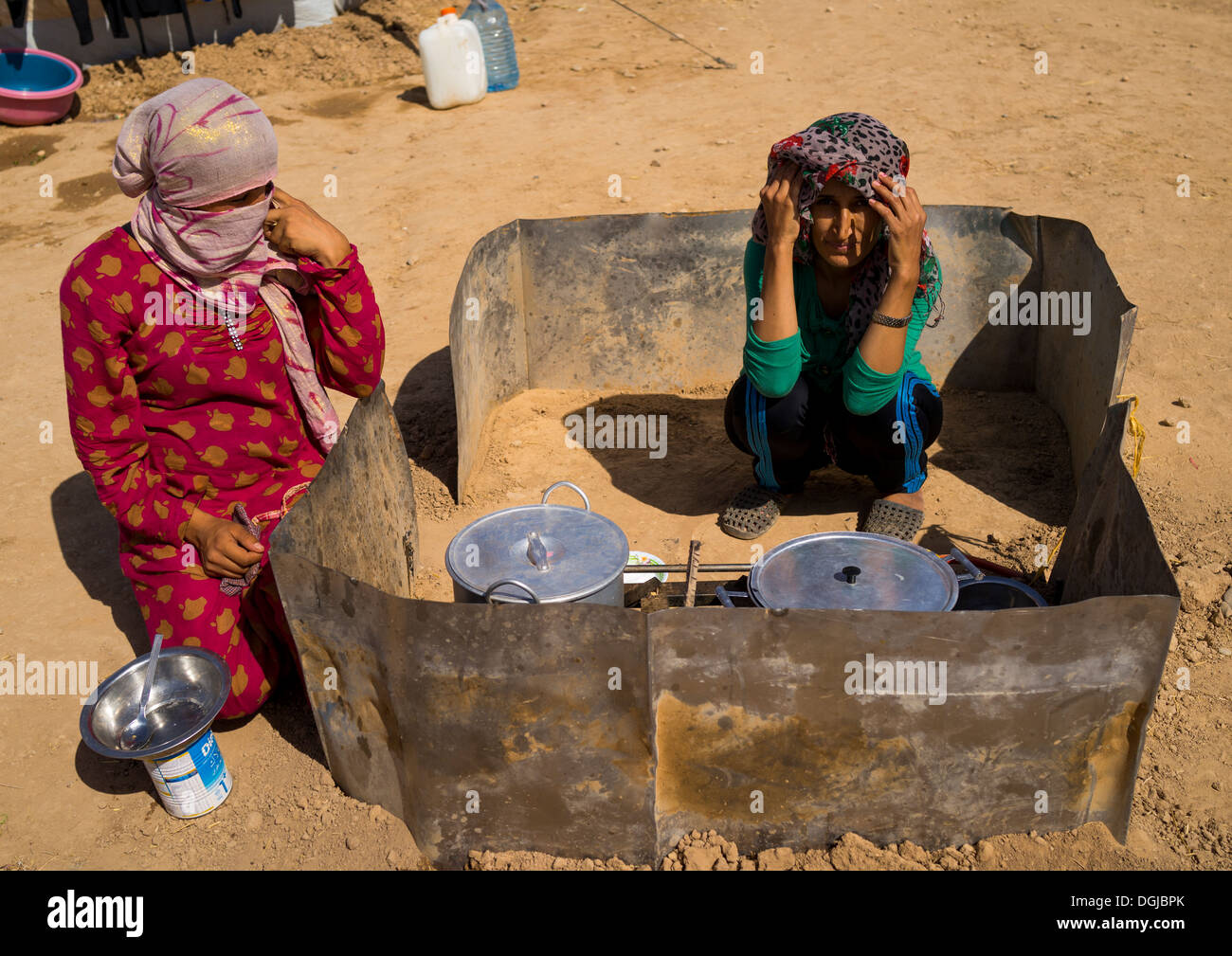 Syrian Refugee Camp Open Air Kitchen, Erbil, Kurdistan, Iraq Stock ...