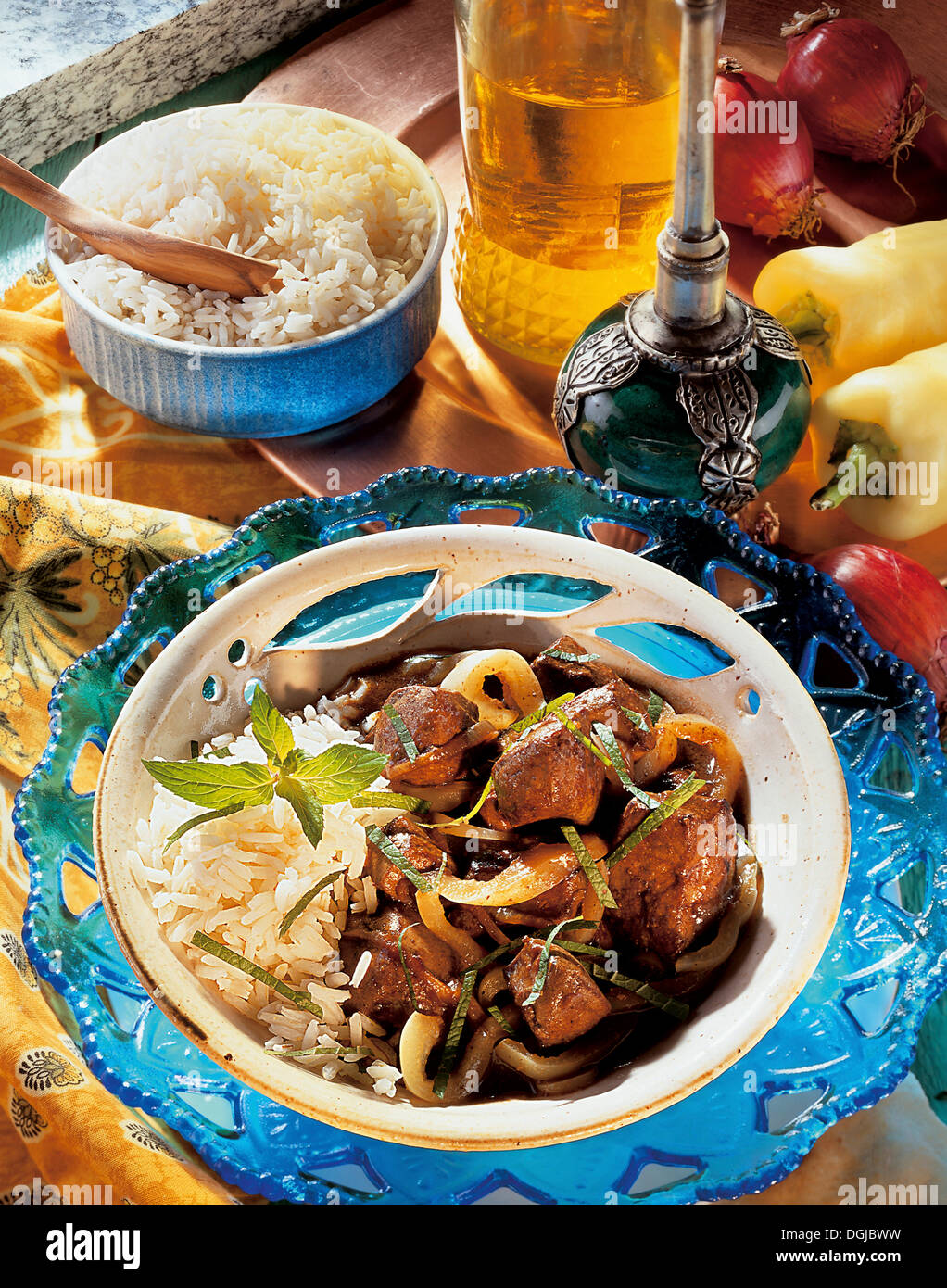 Beef liver with mint, Lebanon Stock Photo - Alamy
