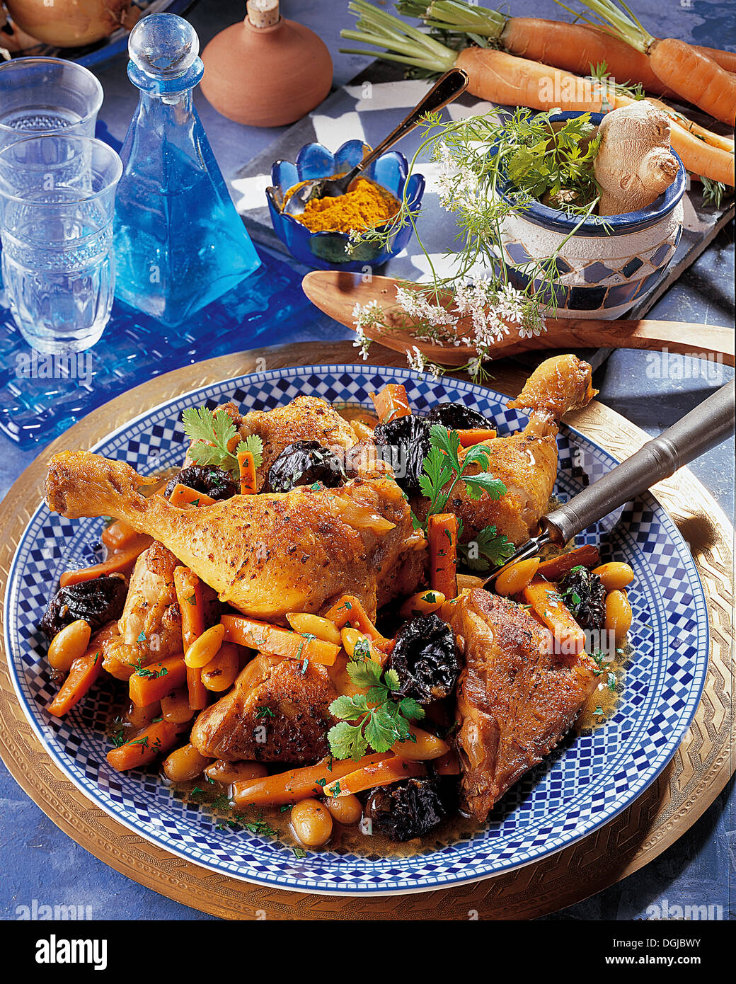 Chicken with plums, Morocco Stock Photo - Alamy