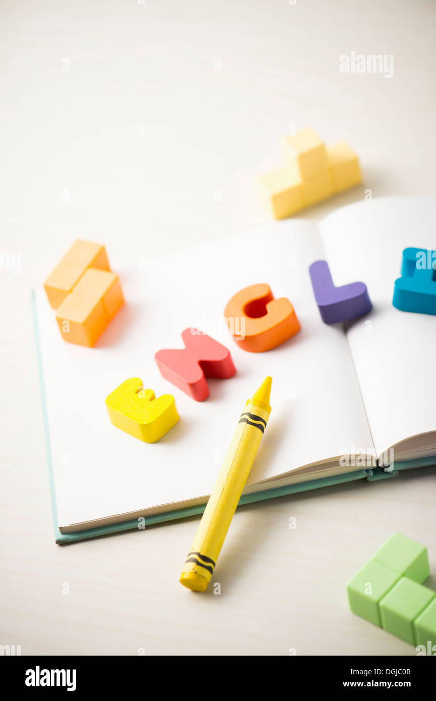 alphabets on an empty book Stock Photo - Alamy