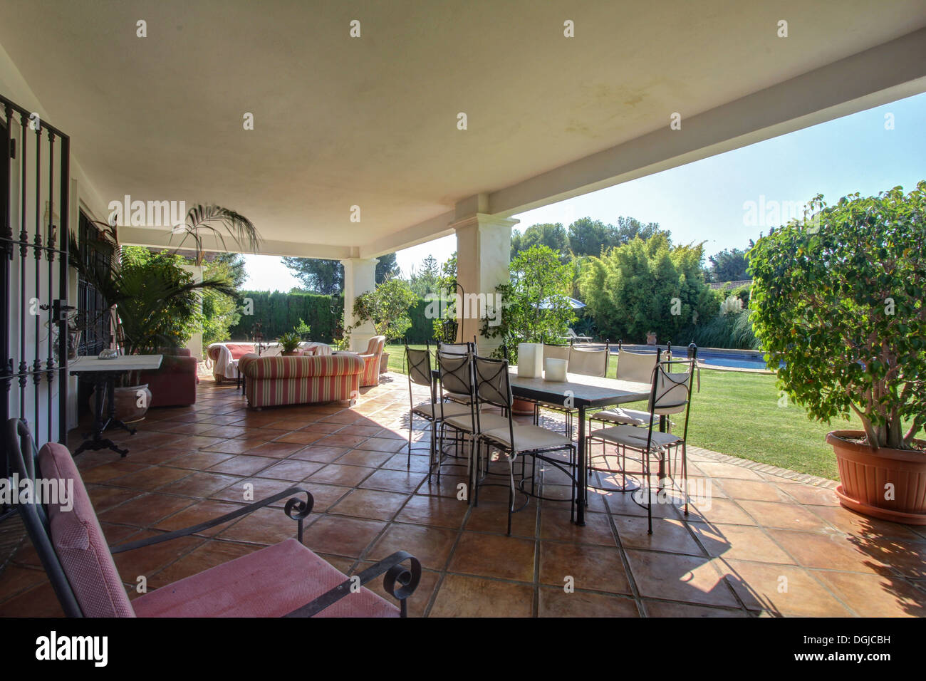 Garden terrace of luxury villa Stock Photo - Alamy