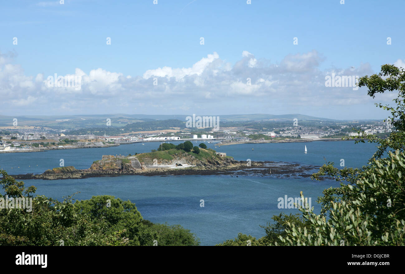 Drake's Island Plymouth Sound Devon England Stock Photo - Alamy