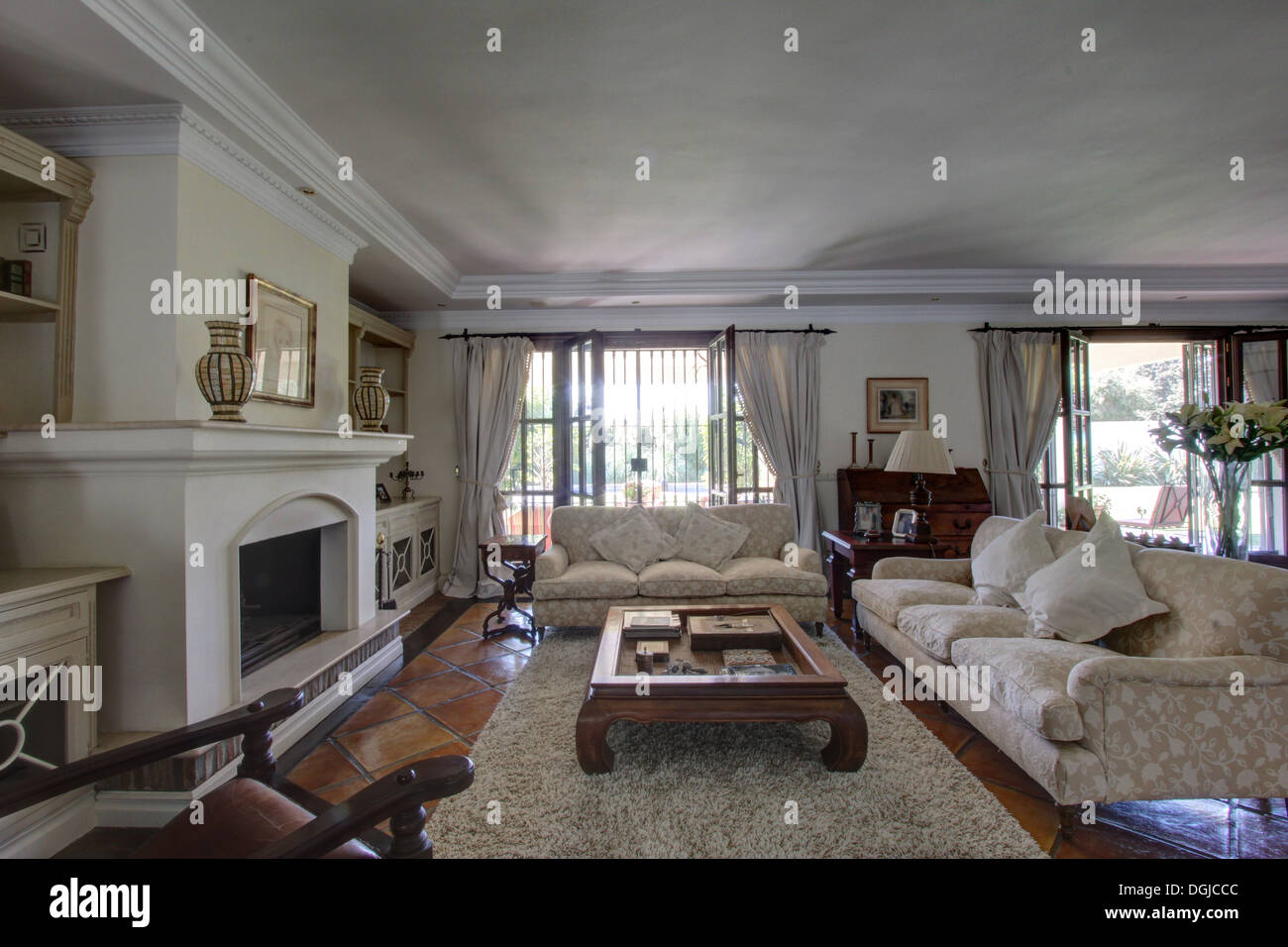 Luxury living room in wealthy home Stock Photo - Alamy