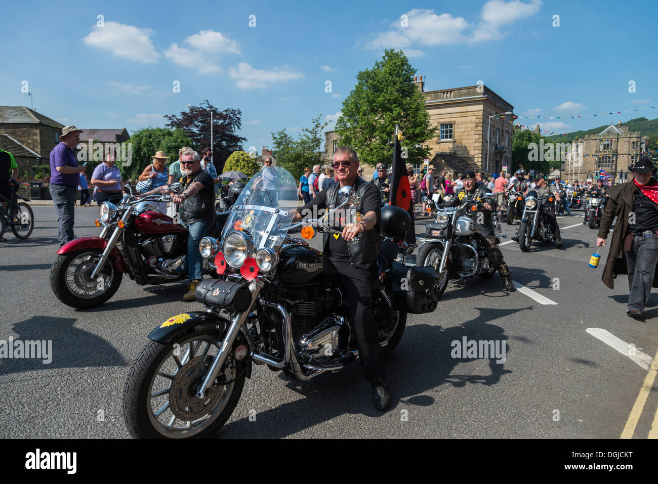 Motorcycles parade in the Bakewell carnival an annual charity raising ...