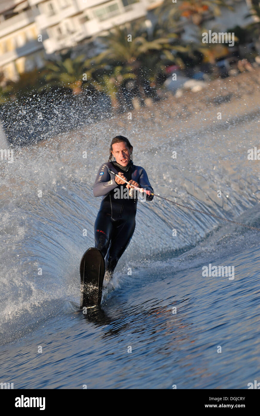 Water Skiing in Santa Eulalia del Rio, Ibiza Stock Photo - Alamy