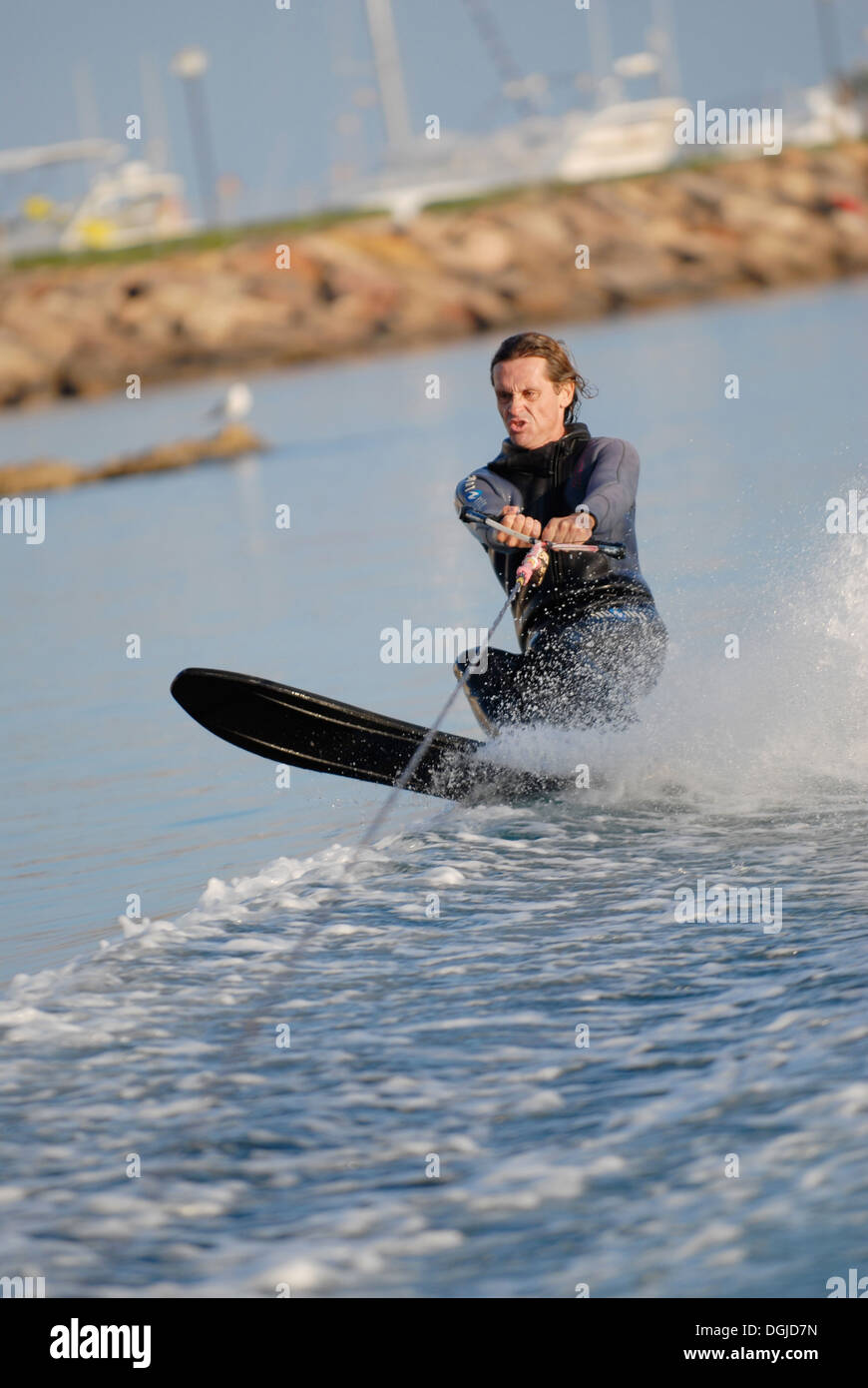 Water Skiing in Santa Eulalia del Rio, Ibiza Stock Photo - Alamy