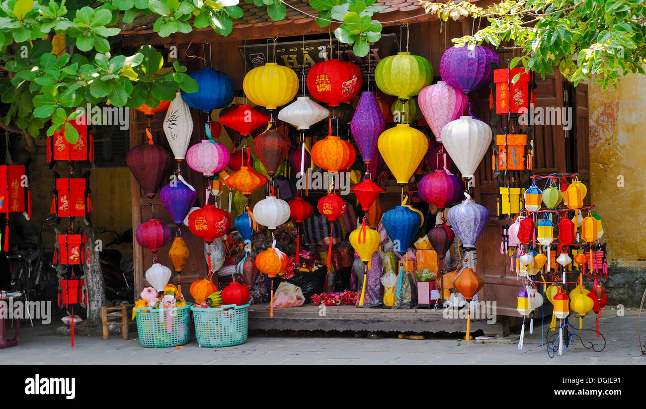 Typical shop with lanterns, Hoi An, Vietnam, Southeast Asia Stock Photo ...