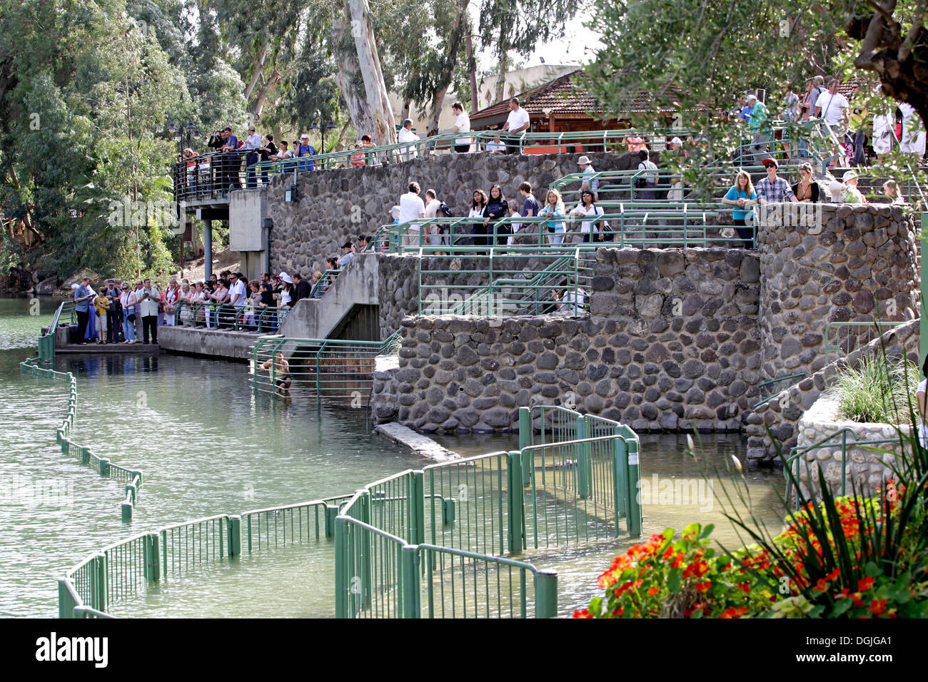 Baptism, baptismal site of Yardenit at the River Jordan, Sea of Galilee ...