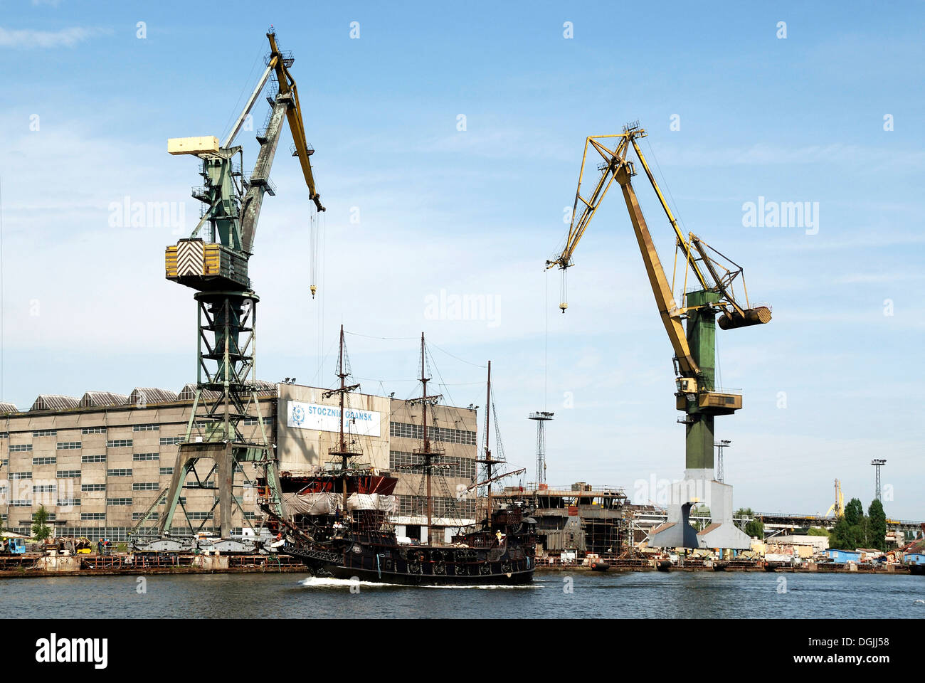 Polish shipyard Stocznia Gdansk on the Vistula - 1950 to 1990 Lenin ...