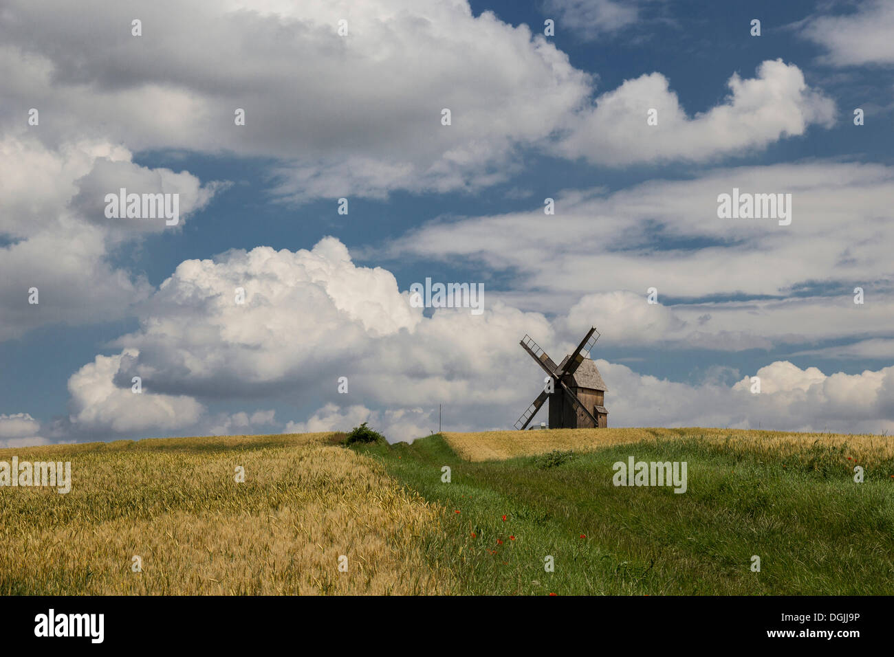 Landscape with a Windmill near Klettbach, Thuringia Stock Photo - Alamy
