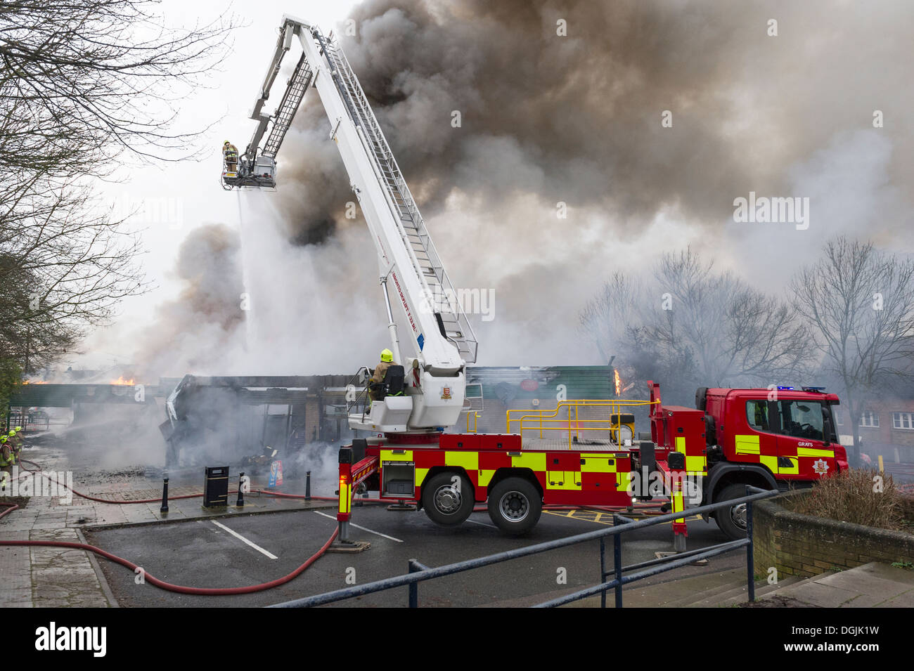 Essex Fire Service tackling a fire Stock Photo - Alamy