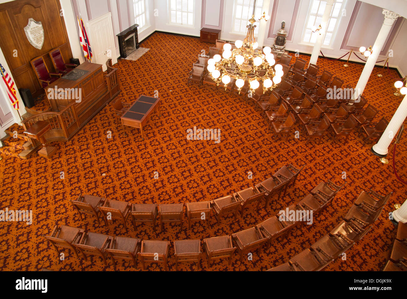 Interior of the Alabama state capitol legislative chamber, Montgomery ...