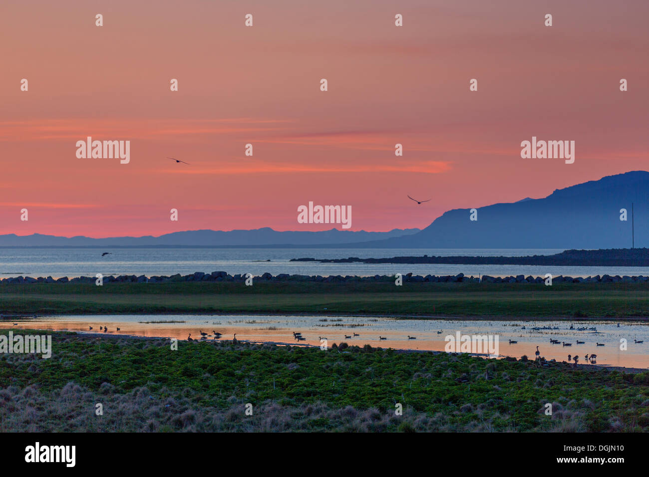 Landscape under the Midnight Sun, Seltjarnarnes, Reykjavik, Iceland ...