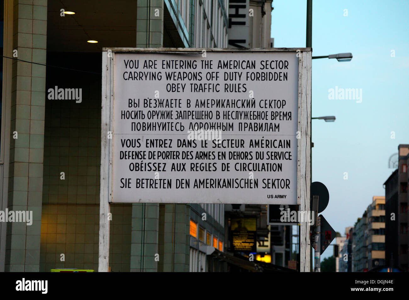 Sign at Checkpoint Charlie, Berlin Stock Photo - Alamy