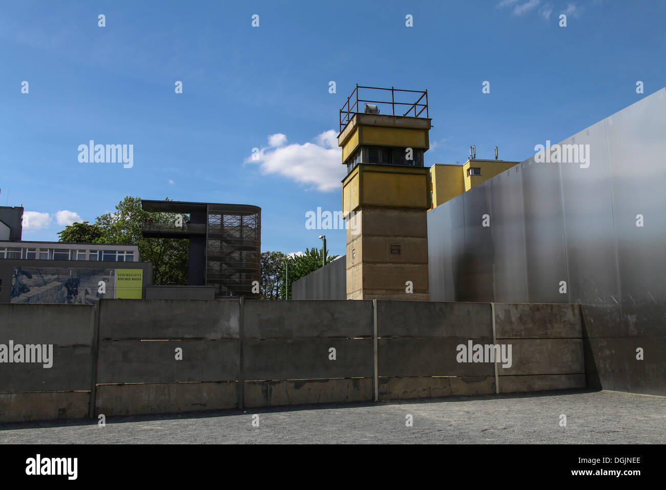 Berlin Wall Memorial, watchtower NVA border guards, border strip, death ...