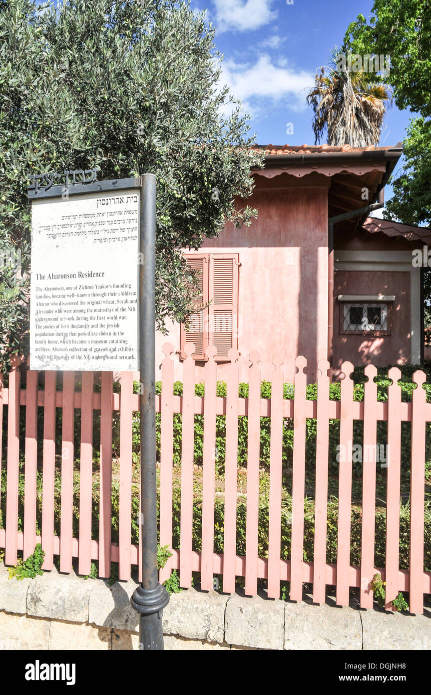 The Aharonson Residence, and the Nili underground network museum ...