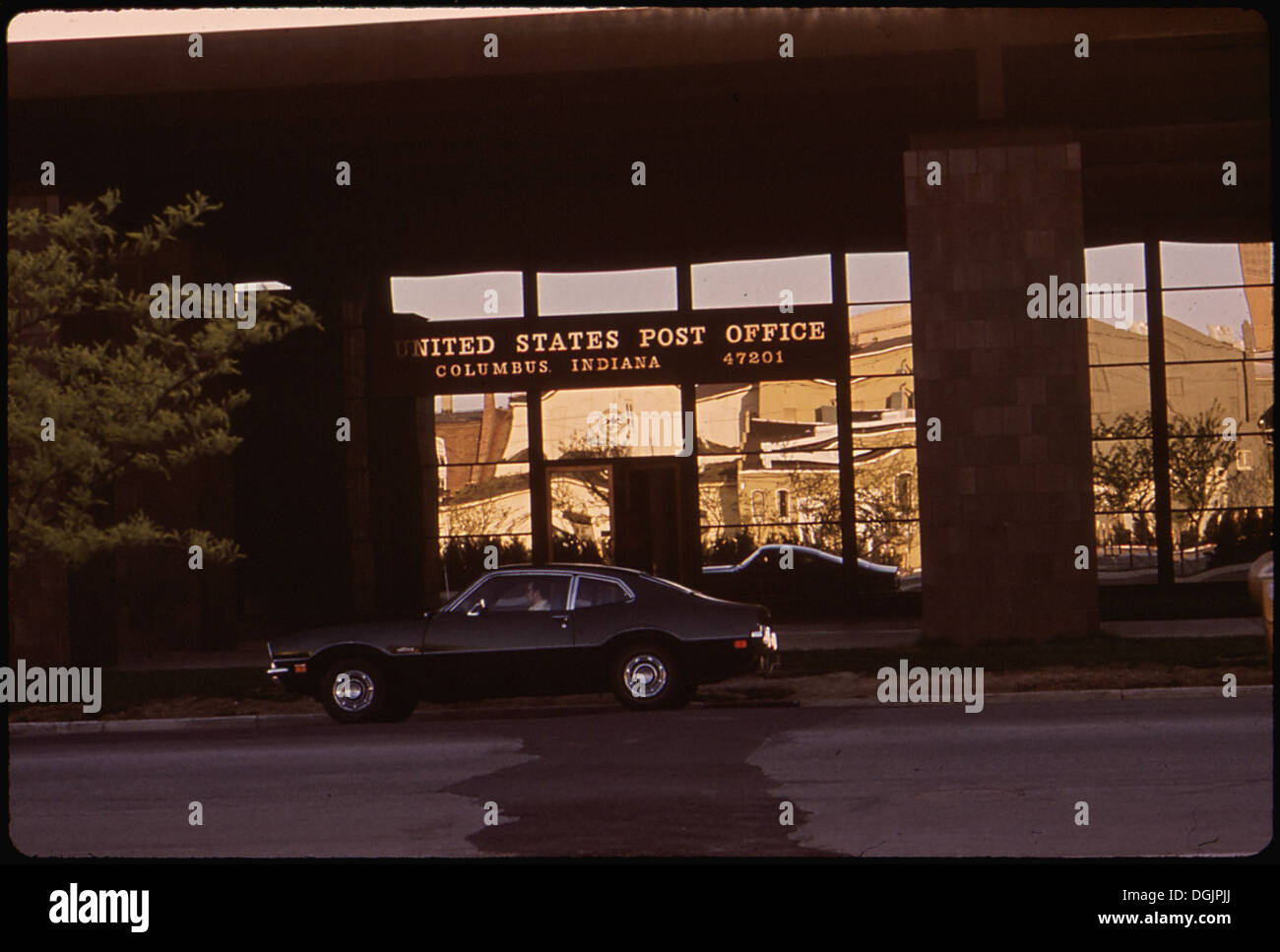 The main entrance of a post office, showcasing its architectural design ...