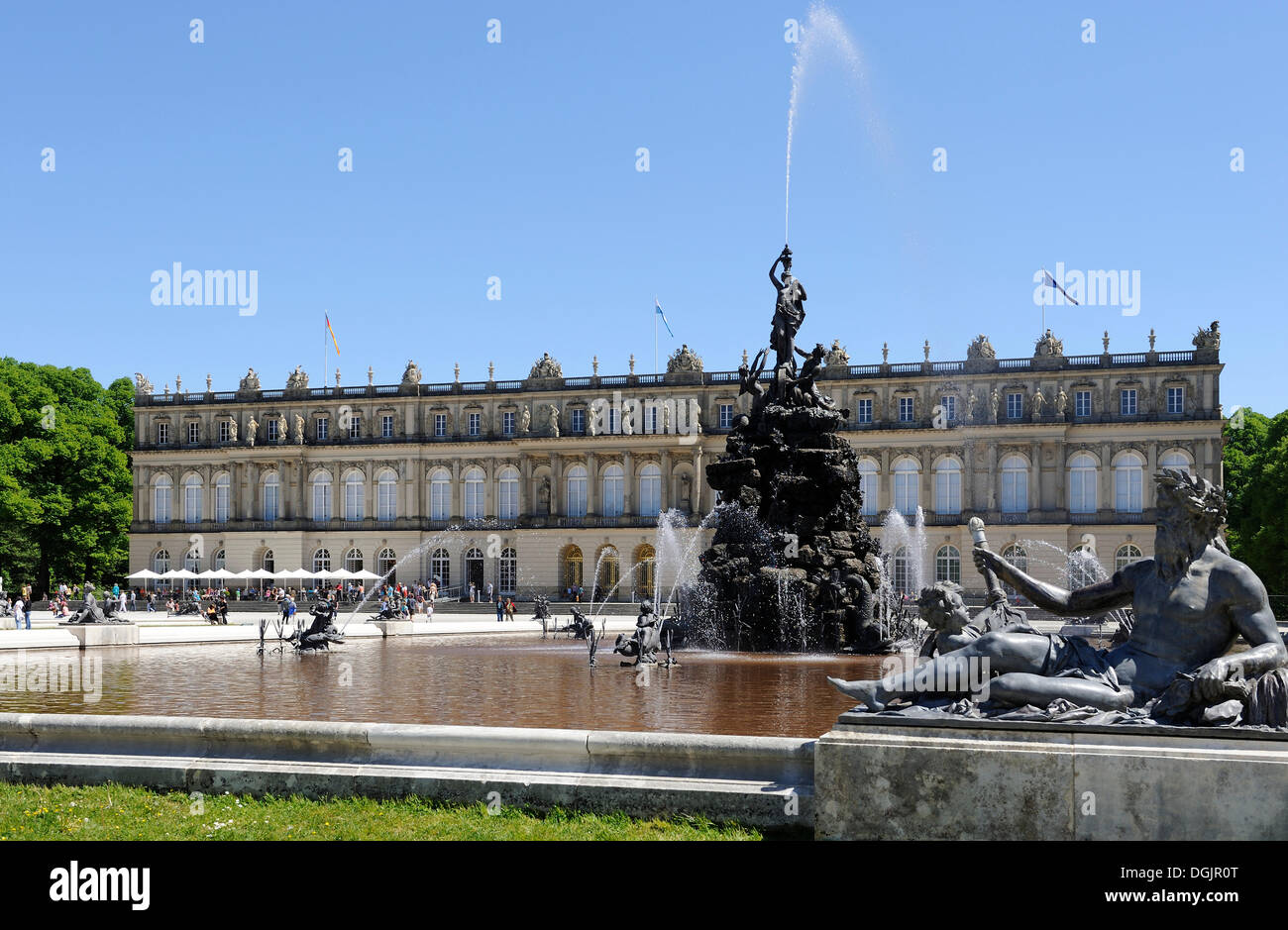 Schloss Herrenchiemsee Palace with Fortuna Fountain, Lake Chiemsee ...