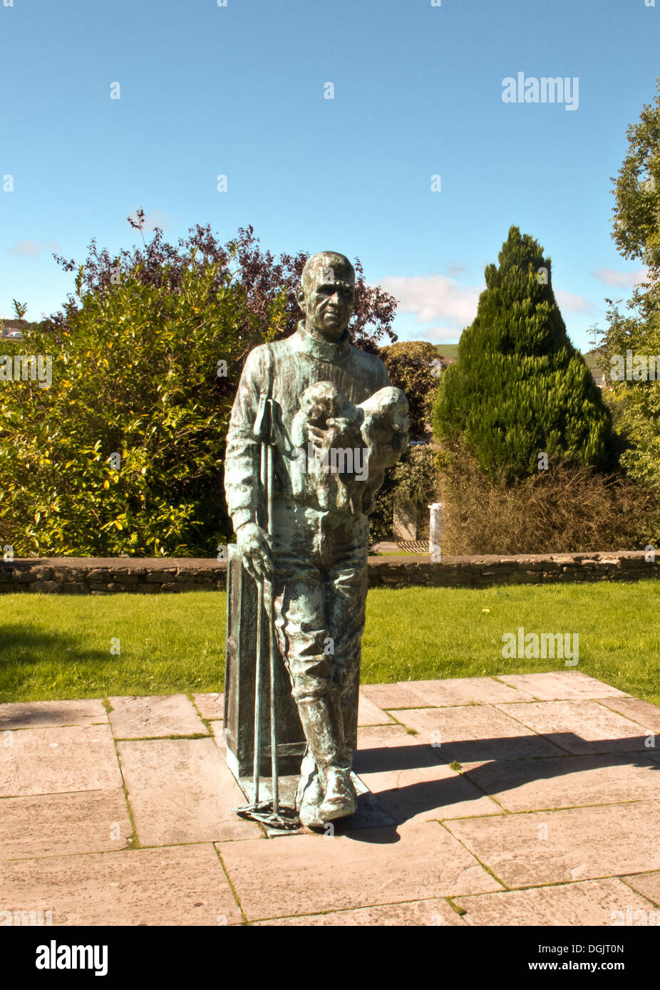 Statue of Antarctic explorer Tom Crean with 2 husky puppies Anascoul Co ...