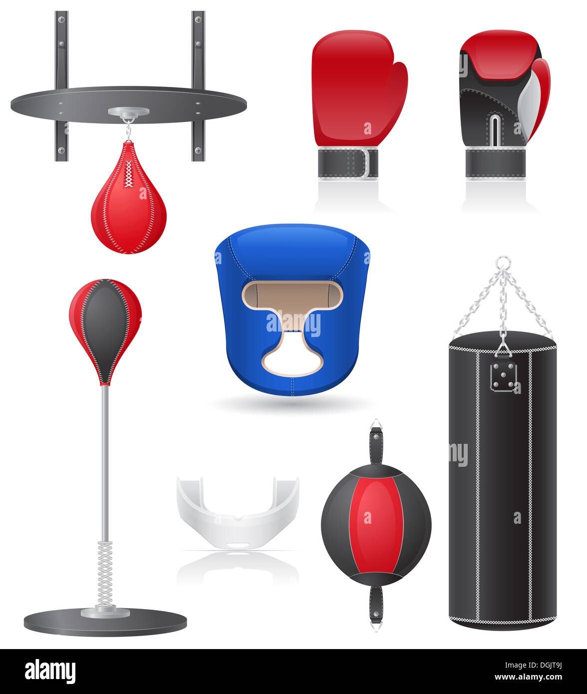 set icons of equipment for boxing illustration isolated on white ...