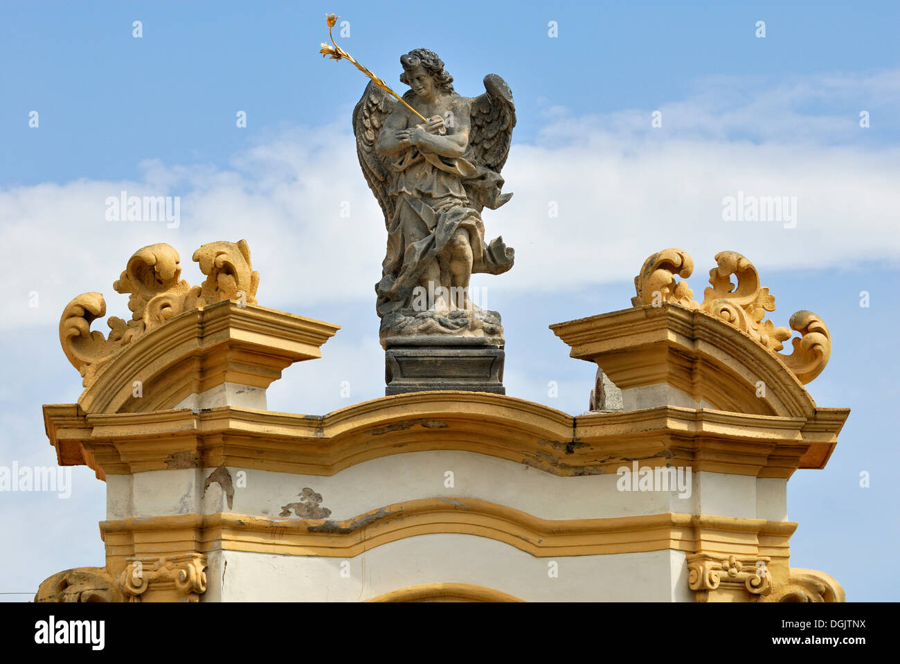 Baroque angel figure, Loretto Church, Prague, Czech Republic, Europe ...