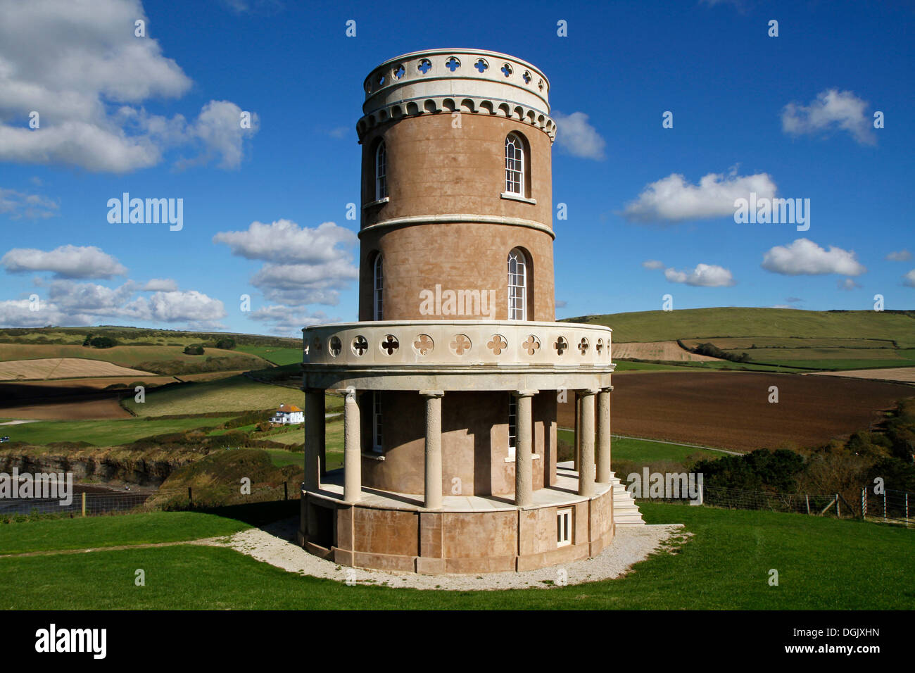 Clavell Tower which is a folly above Hen Cliff at Kimmeridge Bay Stock ...