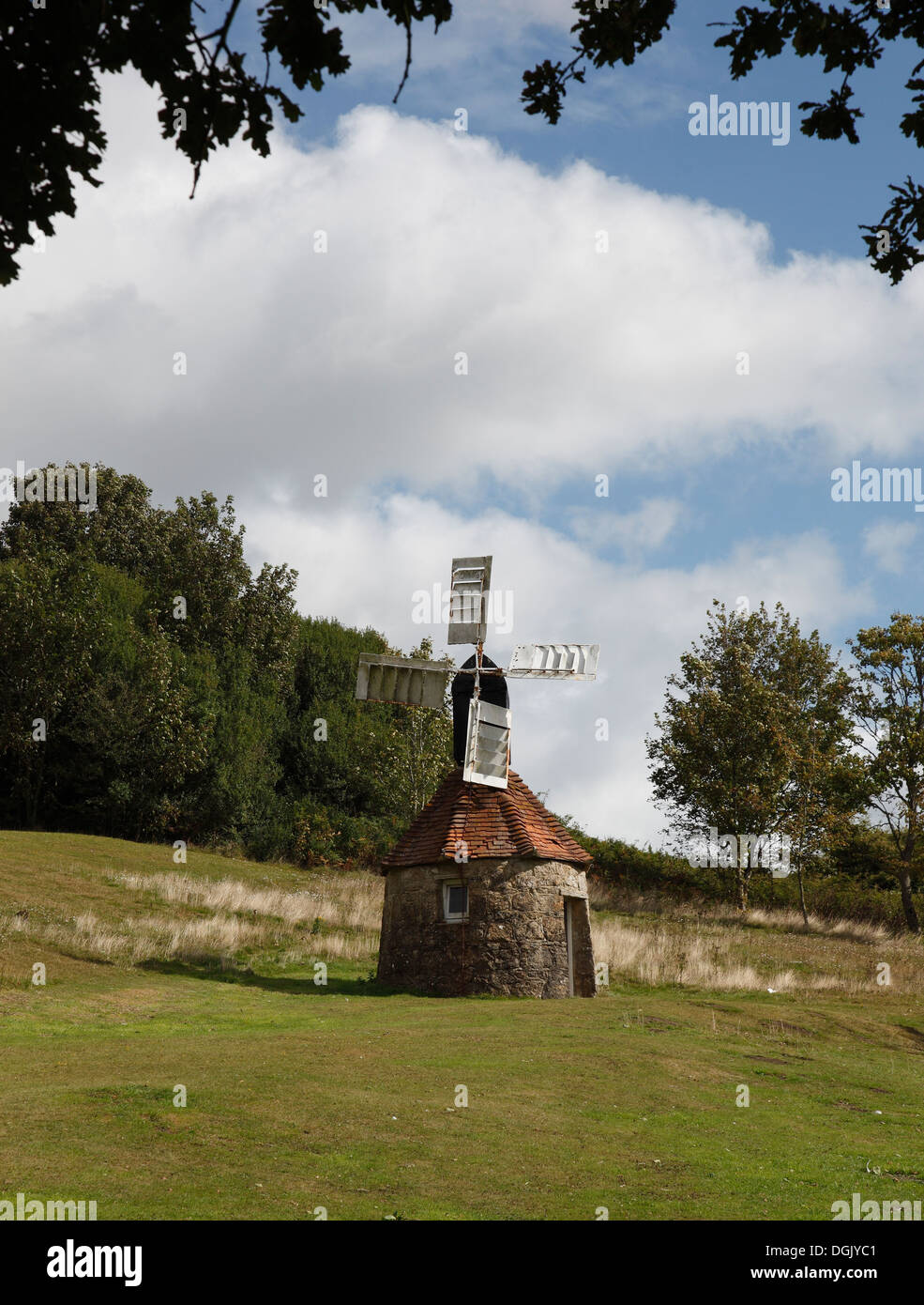 Model windmill on round building Isle of Wight, Hampshire, England ...