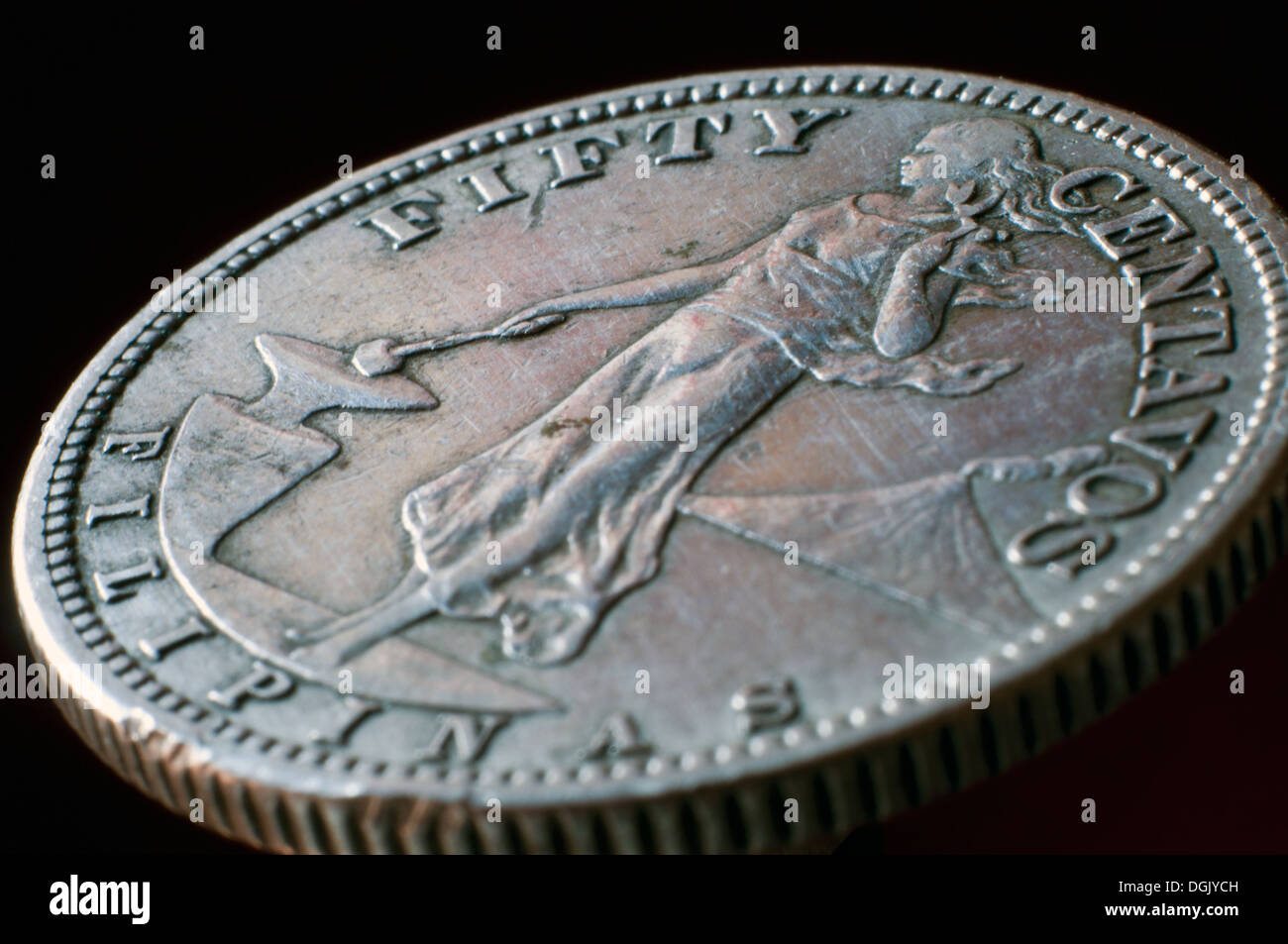 1907 Philippines 50 centavo coin Stock Photo - Alamy